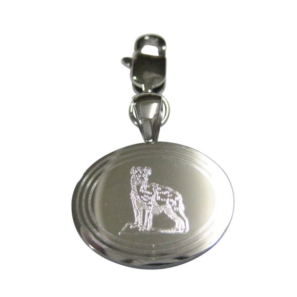 Kiola Designs | Accessories | Silver Toned Etched Oval Hyena Pendant ...